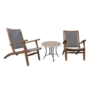 Eilaf 3-Piece Eucalyptus Lounge Set With Spanish Marble Accent Table ...