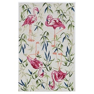 3'x5' Ivory Pink Hand Hooked Flamingo Indoor Area Rug - 3'6" Round ...
