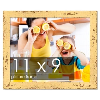 11x9 Shabby Chic / Farmhouse Yellow Wood Picture Frame - UV Acrylic ...