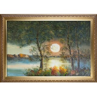La Pastiche Moon Reproduction with Elegant Gold Frame, 30" x 42" - Bed ...