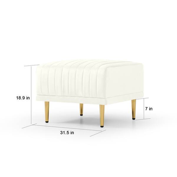 Square Ottoman Cream Velvet Stool Seat with Metal Legs, Footrest for ...