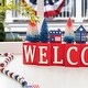 Glitzhome 14''L Patriotic/ Americana Wooden House Brush Trees Table ...