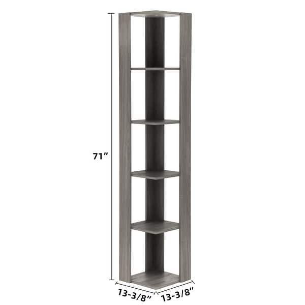 Q-Max 5 Tier Corner Bookcase Wooden Display Shelf Square Storage Rack ...