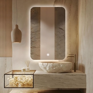 Square Rounded-Corner LED Mirror, both Stylish and Practical - Bed Bath ...