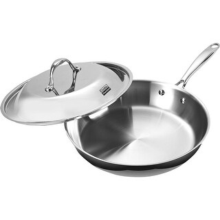 Stainless Steel Frying Pan 12 Inch, Multi-Ply Full Clad Wok Stir-Fry ...