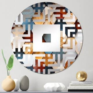Designart "Orange And Grey Hexagons Angularity" - Modern Geometric ...