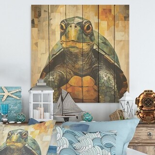 Designart "Cubist Abstraction Of A Turtle Using Olive Green" Turtle ...