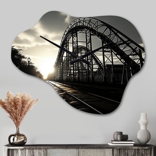 Designart - Rollercoaster Shadow - Amusement Parks Large Wall Clocks ...