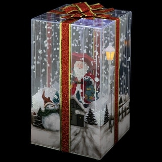 Musical Santa Lighted Snowing Gift Box Glittered Christmas Decoration ...