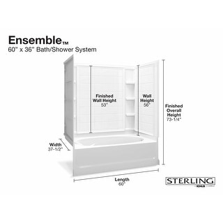 Sterling Ensemble 60" x 37-1/2" x 73-1/4" Vikrell Shower with Drain ...