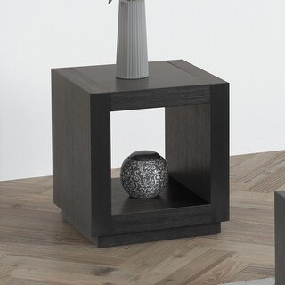 Square End Table with Plinth Base and Open Bottom Shelf for Living Room ...