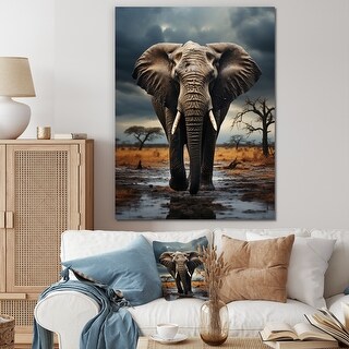 Designart "Elephant Tales From Afar" Animals Elephant Canvas Print ...
