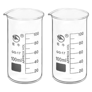 2pcs 100ml Tall Form Glass Beaker 3.3 Borosilicate Lab Measuring Cups - Clear - Bed Bath ...