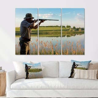 Designart "Hunter S Pursuit II" Hunting & Fishing Canvas Set of 3 ...