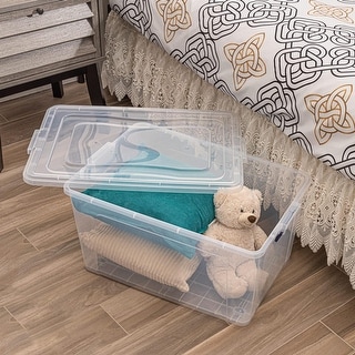 Superio Clear Deep Wheeled Storage Container with Lid - Capacity: 44 qt ...