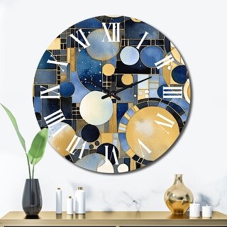 Designart "Abstract Pattern With Blue & Golden Textures XXII" Modern ...