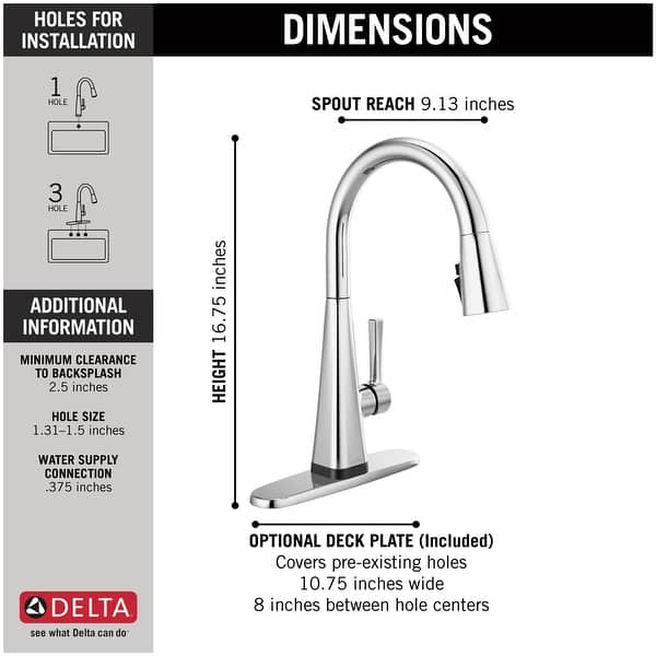 Delta Lenta Pull-Down Kitchen Faucet with On/Off Touch Activation ...
