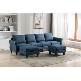 108" Sectional Sofa for Living Room, Apartment, Office, 2 Ottoman ...