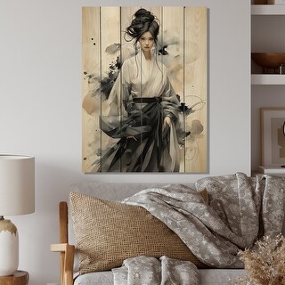 Designart "Asian Art Fashion Illustration I" Asian Print on Natural ...