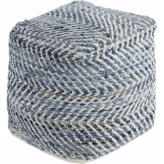 Chevron Handmade Woven Pouf 18 x 18, Blue and White - Bed Bath & Beyond ...