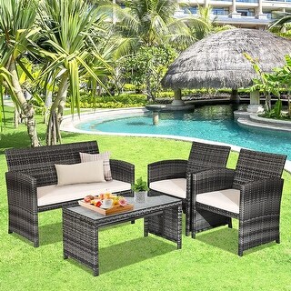 4 Piece Patio Rattan Furniture Set - Modern Furniture - Bed Bath ...