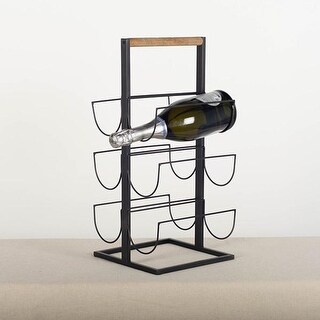 6 Bottles Holder On Metal Frame With Wooden Handle Wine Rack - Bed Bath ...