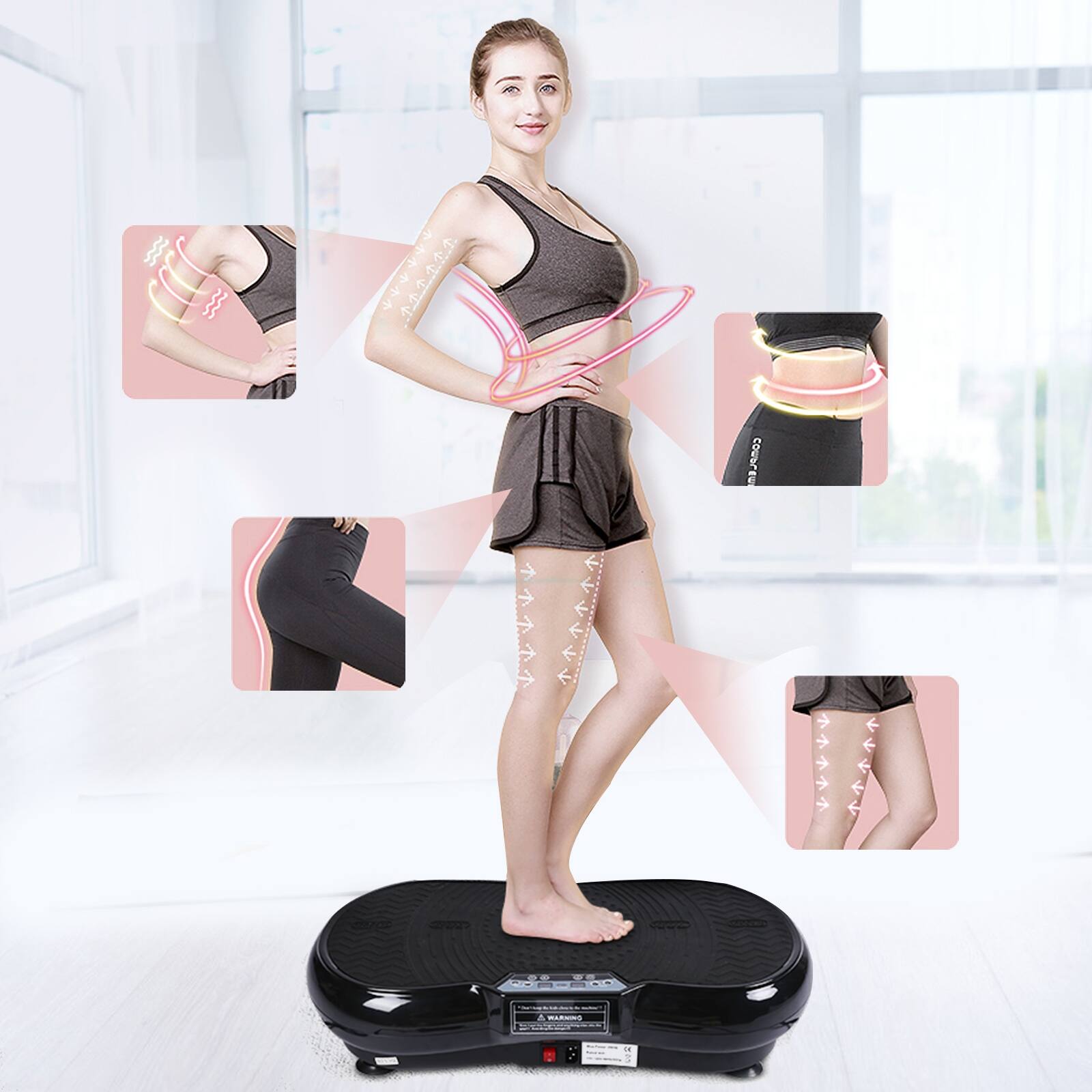 Vibration Plate Exercise Machine, Dual Motor Oscillation, Remote ...
