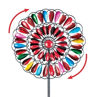 Colorful Double-sided Wind Spinner Garden Stake - 13.87 x 59 x 4.5 ...