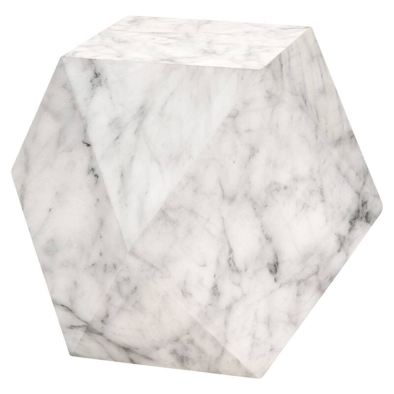 Accent Table with Geometric Shape and Faceted Sides, White - Overstock ...
