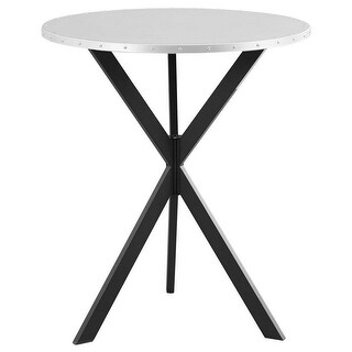 36-Inch Bar Table with Metal Top Hammered Nails and Intersected Base ...