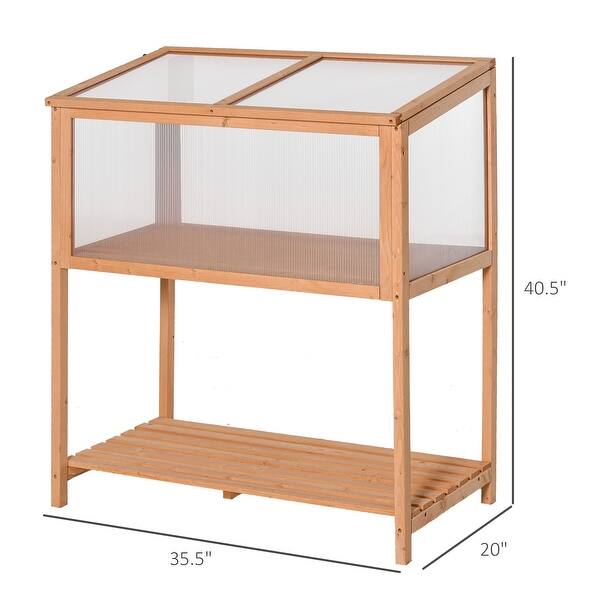 Outsunny 36" x 20" x 41" Wooden Cold Frame Greenhouse Raised Potted ...