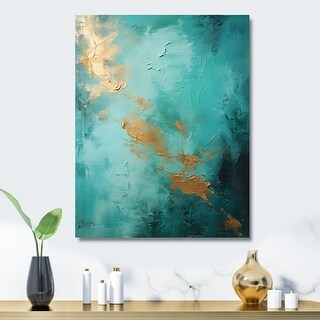 Designart "Turquoise Tranquility VI" Abstract Landscape Metal Wall Art ...