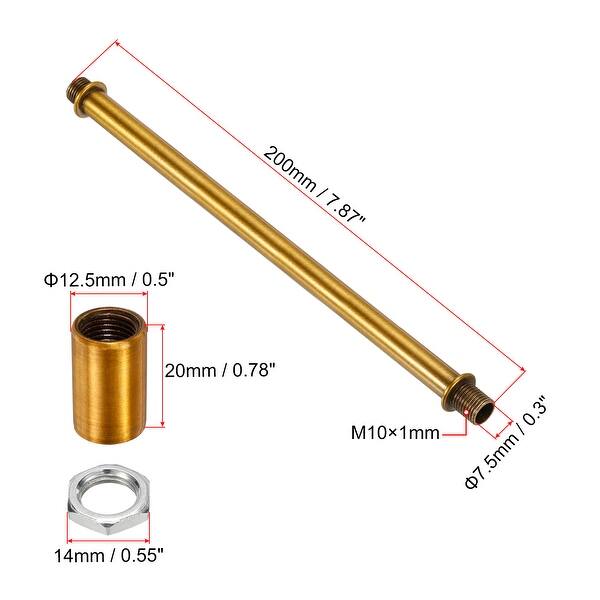 4set M10x1 Threaded Extension Rod 200mm Coupling Nut Pipe Hex Nut Gold ...