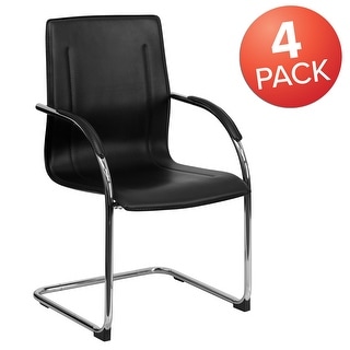 4 Pack Vinyl Side Reception Chair w/ Chrome Sled Base - Lobby & Guest ...