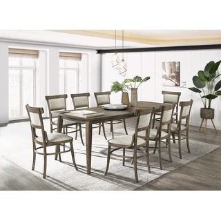 9 Piece Dining Table Set with 8 Fabric Dining Chairs - Bed Bath ...