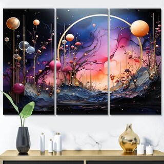 Designart "Oceanic Collage I" Abstract Collages Art Living Room Set ...
