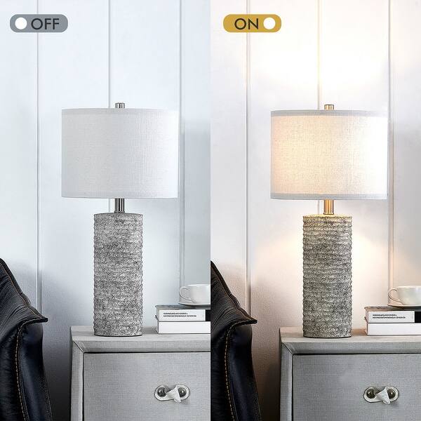 KAWOTI 23.75" Glazed Ceramic Table Lamp Set with LED Bulbs (set of 2 ...