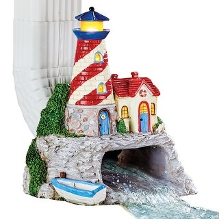 Solar Hand-Painted Lighthouse Gutter Downspout Extension - 12.000 x 9. ...