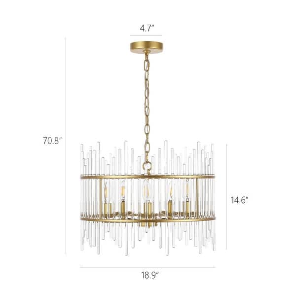 Gold finished Glass Rod Chandelier With 5 Light - On Sale - Bed Bath ...