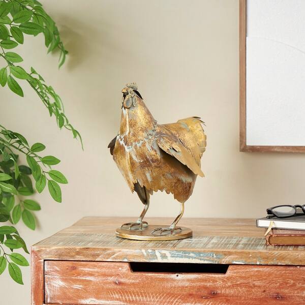 Bronze Metal Patina Chicken Decorative Garden Sculpture - Bed Bath ...