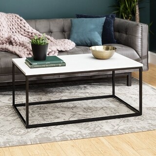 Transitional Faux Marble Mixed Material Coffee Table - Bed Bath ...