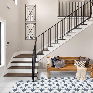 Merola Tile Stella Azul 9-3/4" x 9-3/4" Porcelain Floor and Wall Tile ...
