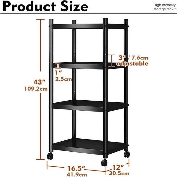 4Shelf Heavy Duty Shelving Metal Utility Storage Racks with Rolling ...