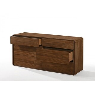 HomeRoots 59" Walnut Solid Wood Six Drawer Double Dresser - Bed Bath ...