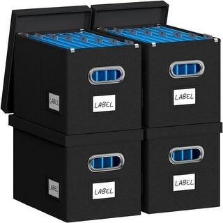 Hanging File Box with Lid(Black-4 Pack) - Bed Bath & Beyond - 39427161