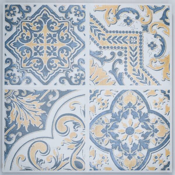 Bari 12'' x 12'' Ceramic Tile for Floor & Wall in Blue and Yellow - Bed ...