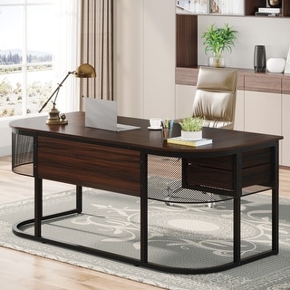 63-Inch Executive Desk with 4 Drawers, Large Office Desk Computer Desk ...