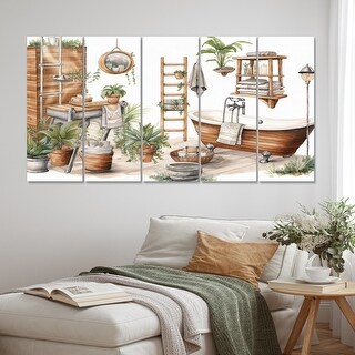 Designart "Natural Bathroom Decor VIII" Bathroom Metal Wall Decor Set ...