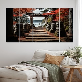 Designart "Japon Art Red Torii Gate III" Japan Art Multipanel Wall ...