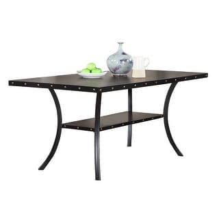 Wooden Rectangular Dining Table with Nailheads and Storage Shelve - Bed ...